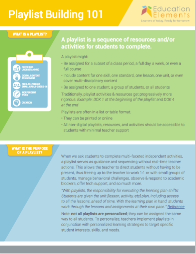 Playlist Building 101 - Education Elements